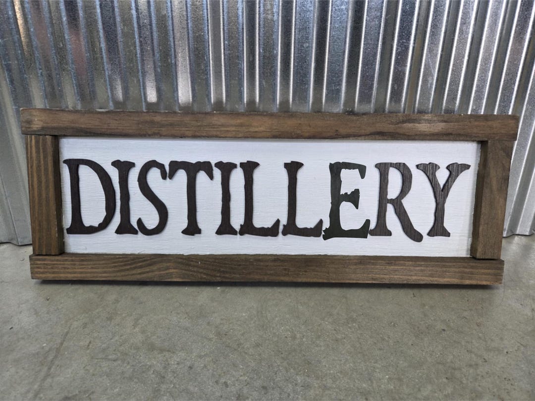 Rustic 'distillery' Wooden Sign – Farmhouse Bar Décor, Home Distillery ...