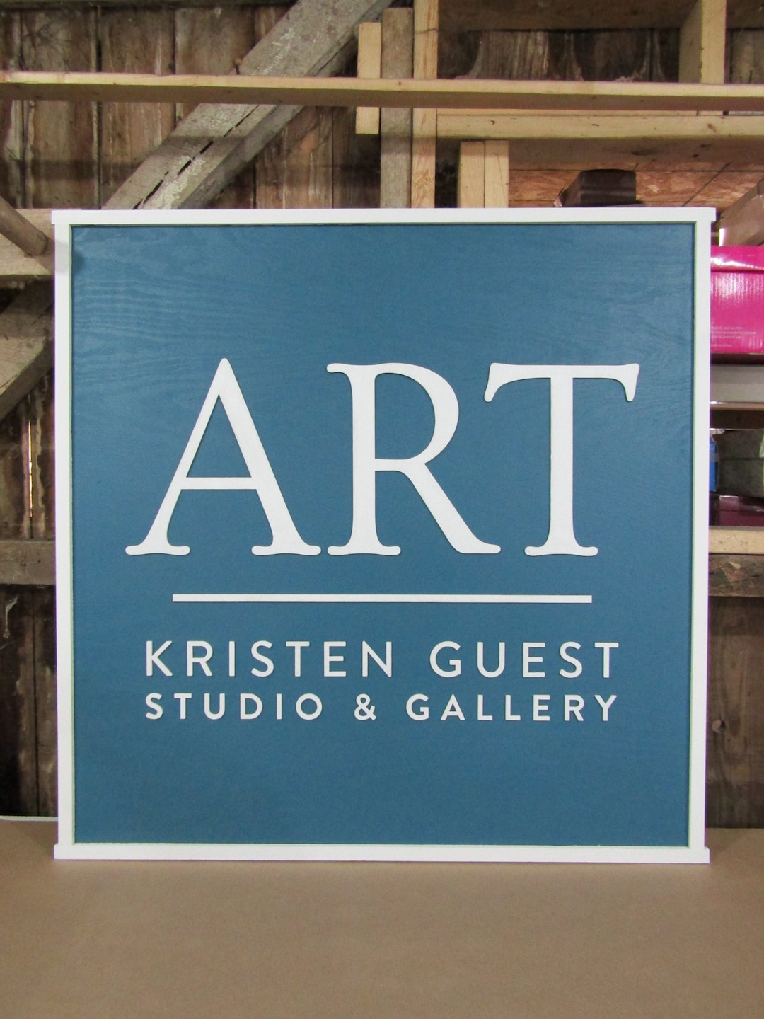 Custom Wooden Business Sign: Blue Raised 3D Logo Signage - Etsy