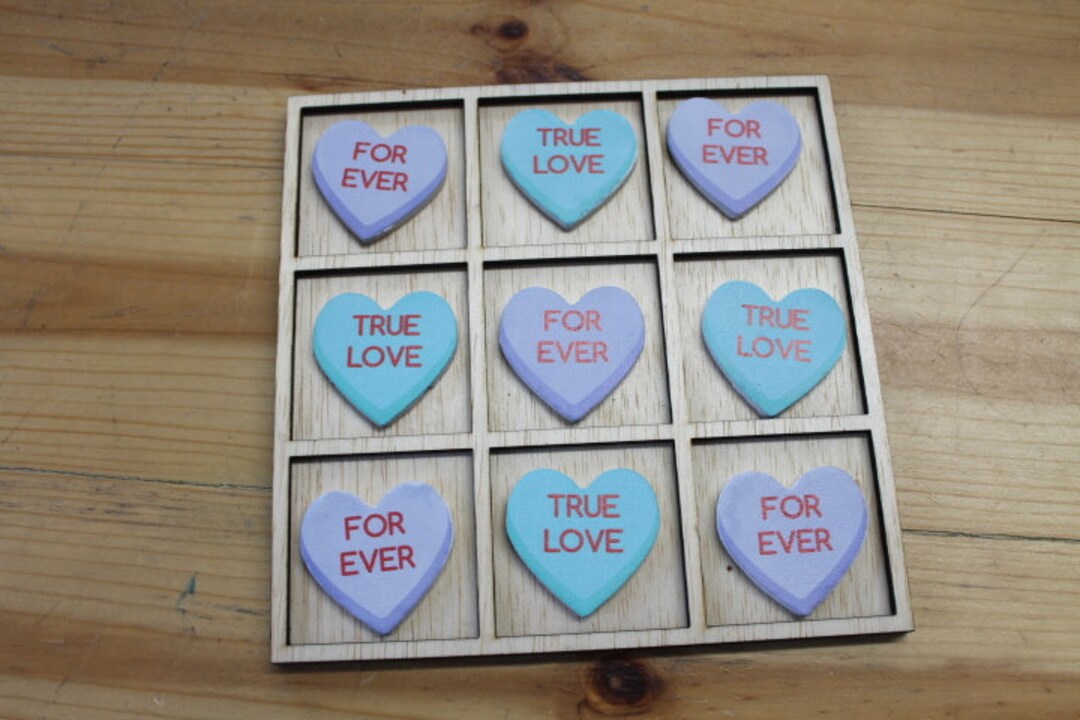Handmade Tic Tac Toe Conversation Hearts True Love Forever Candy ...