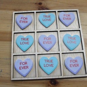 Handmade Tic Tac Toe Conversation Hearts True Love Forever Candy ...