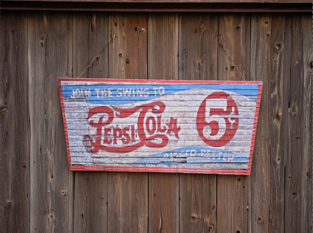Antique Pepsi‑cola Barn Sign – Weatherproof Rustic PVC Outdoor Wall ...