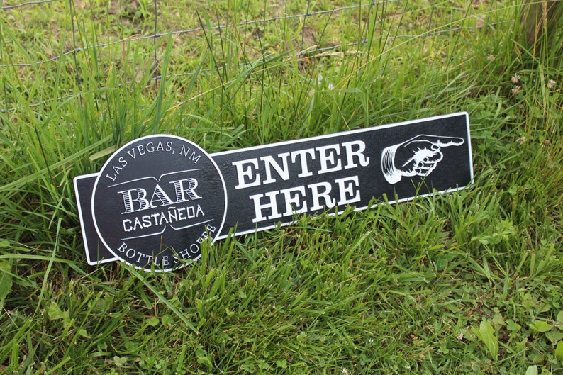 Custom Signage Logo Vintage Bar Sign Bottle Shop Enter Here - Etsy