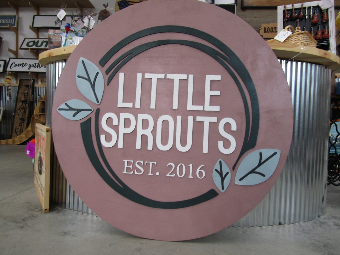 Custom Wooden Sign Sprouts Plants Leaves Grow Childcare Nursery Little ...