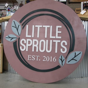 Custom Wooden Sign Sprouts Plants Leaves Grow Childcare Nursery Little ...