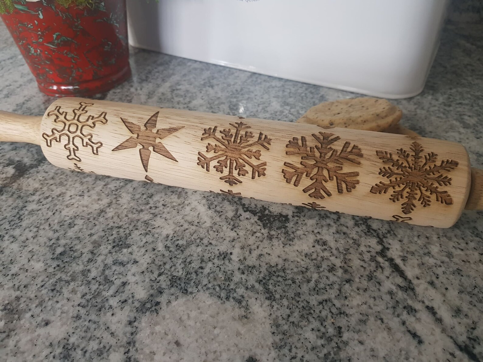 Textured Snowflake Rolling Pin Winter Christmas Nature Gift | Etsy