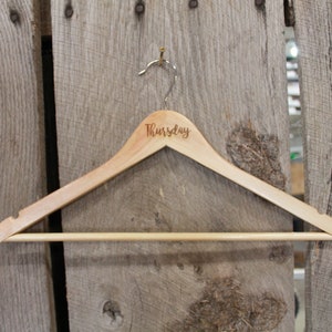 Days of the Week Set of 7 Engraved Wooden Clothes Hangers Sturdy Monday ...