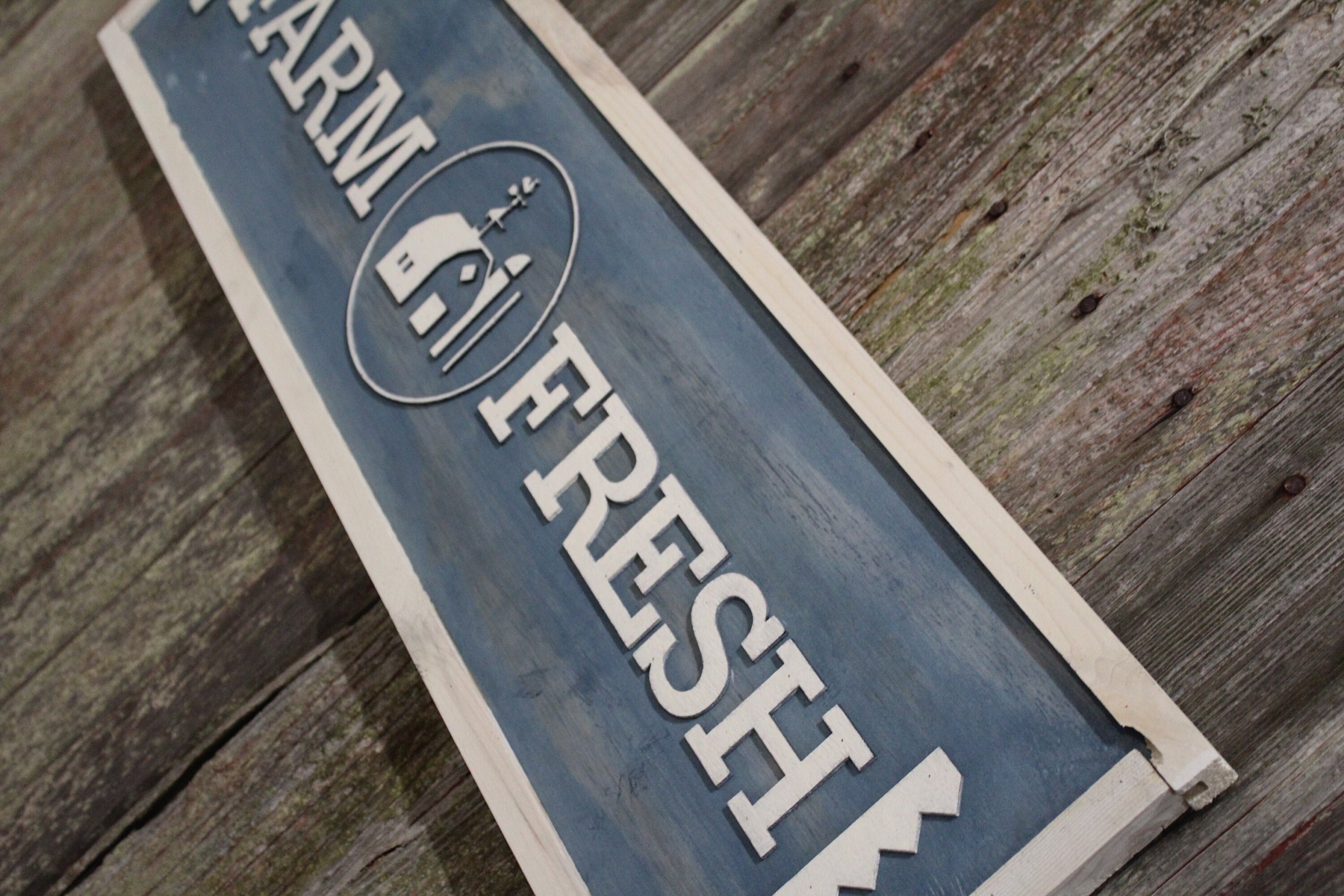Farm Fresh Wood Sign Raised Text Barn Market Adverting Organic | Etsy