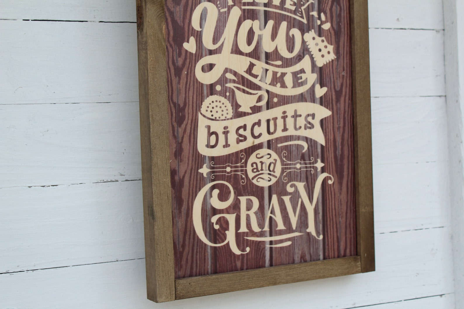 Biscuits and Gravy Kitchen Sign: Rustic Framed Wood Wall Art - Etsy