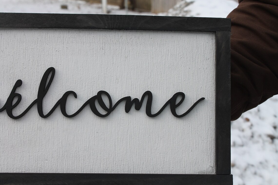 Raised Script Welcome Porch Sign Wood Sign Country Sign - Etsy