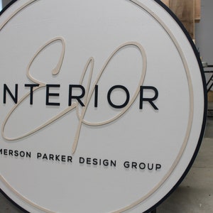Custom Business Logo Sign: Round Wooden Interior Signage - Etsy