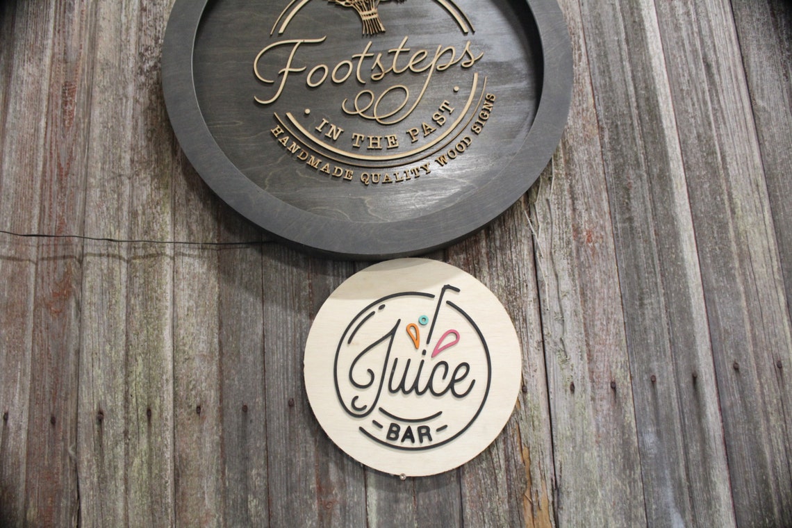 Round Juice Bar Sign Juice Stand 3D Text Large Contemporary - Etsy