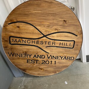 Custom Wooden Metal Wrapped Winery Sign Engraved Logo Vineyard ...