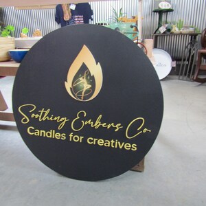 Custom Sign Candle Shop and Co Signage Creatives Soothing Flame Black ...