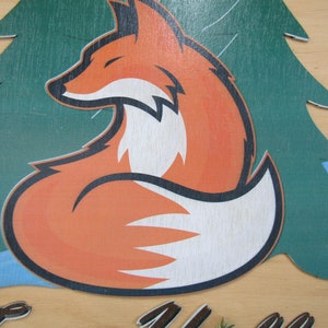 Square Custom Commerical Signage Fox Hollow Wooden Sign Forest Theme Uv ...