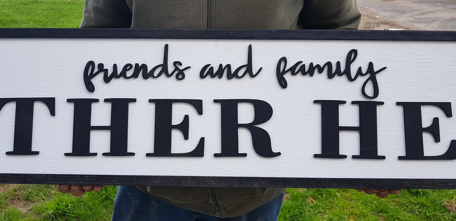 Raised Text Friends and Family Gather Here Sign Over Sized | Etsy