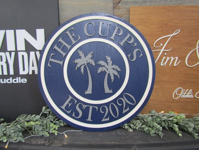 Beach House Theme Custom Made Sign Palm Trees Established - Etsy