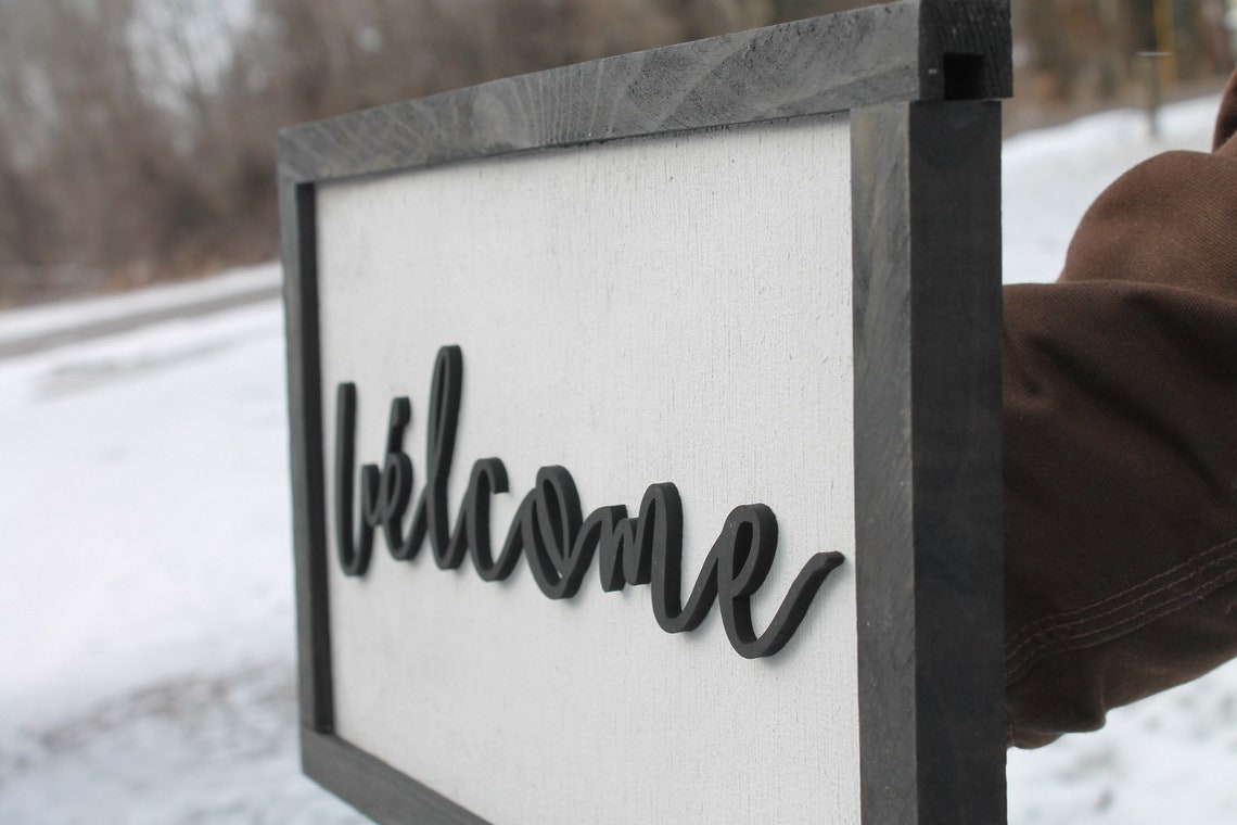 Raised Script Welcome Porch Sign Wood Sign Country Sign - Etsy