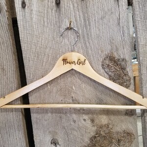 Flower Girl Dress Clothes Hanger Bridal Party Engraved Hard Wood Coat ...