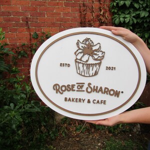 Custom Bakery and Cafe Sign Wooden Handmade Decor Cupcake Baker Rose of ...