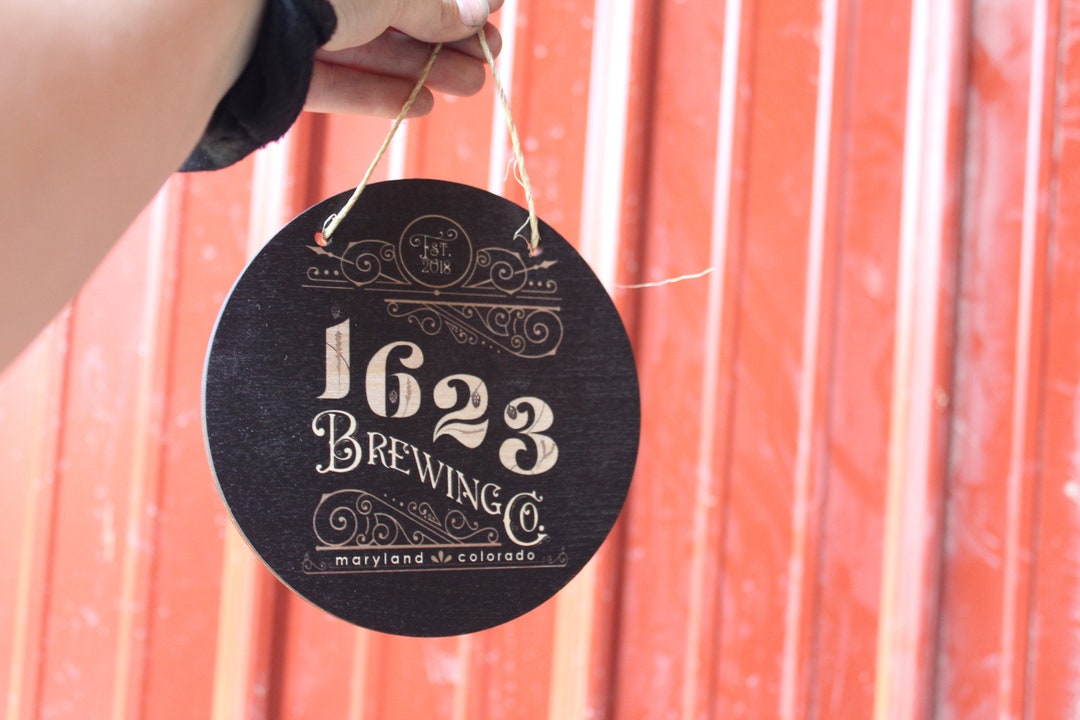 Wood Front Door Small Business Sign Logo Your Actual Logo Round Small ...