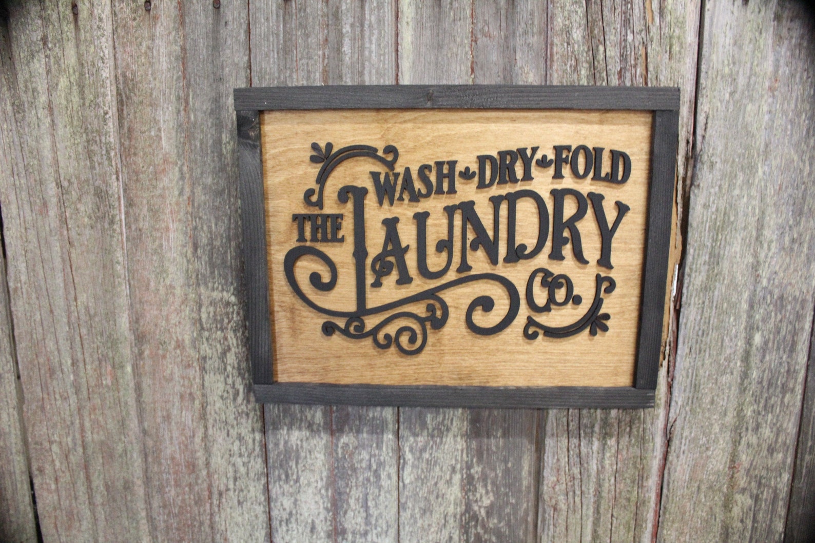 Laundry Room Wood Sign: Wash Dry Fold, Rustic Farmhouse Decor - Etsy