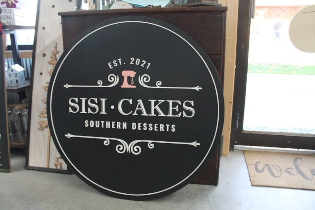Custom Bakery Sign, Desserts, Southern, Mixer, Simplicity, Round ...