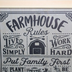 Farmhouse Rules List Wood Sign Farmer Farm Barn Plant Harvest Cow Wall ...