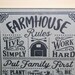 Farmhouse Rules List Wood Sign Farmer Farm Barn Plant Harvest Cow Wall ...
