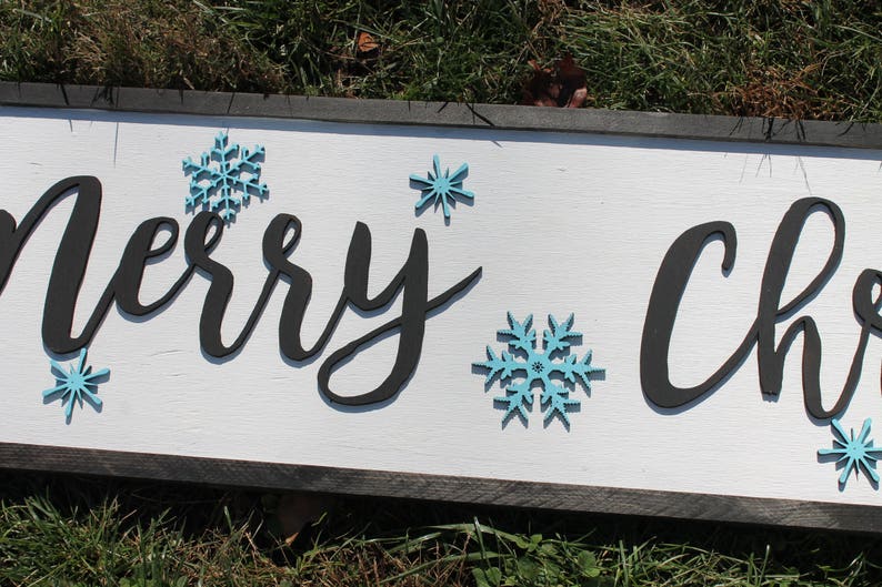 Large Merry Christmas Sign Merry Christmas Snowflakes Merry | Etsy