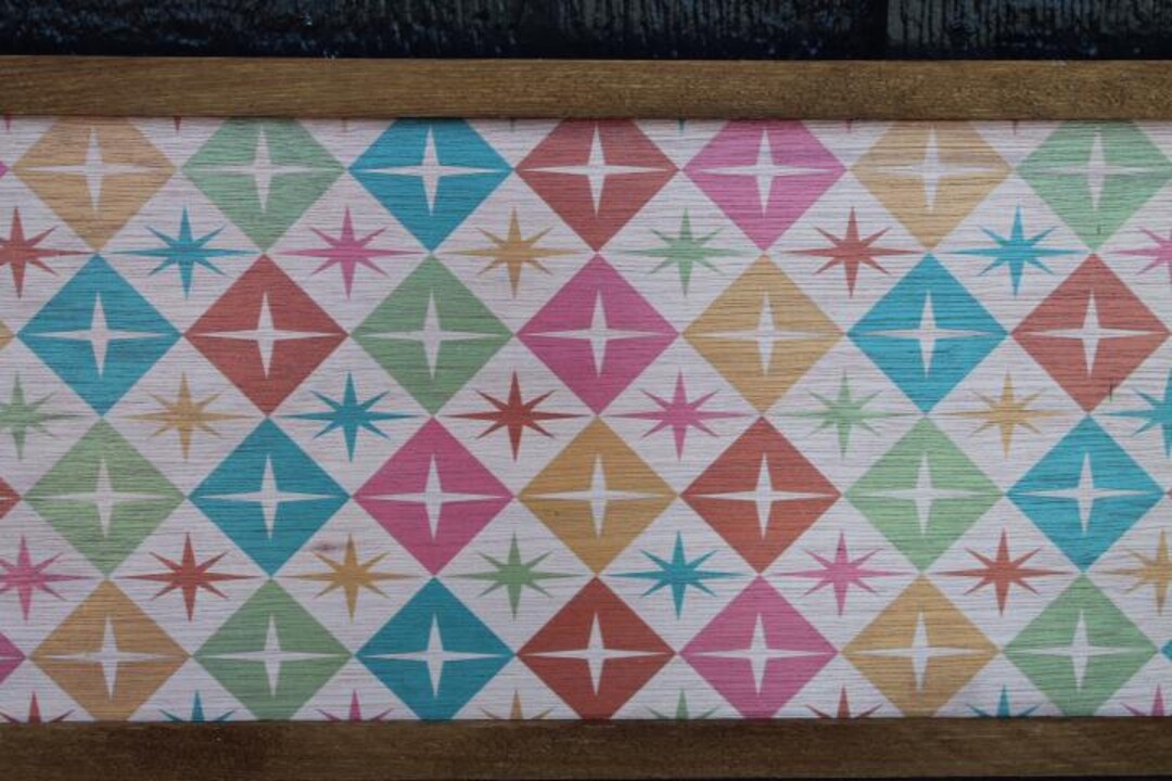 Vintage MCM Stars Bright Fun Colorful Printed Image Handmade Home Decor ...