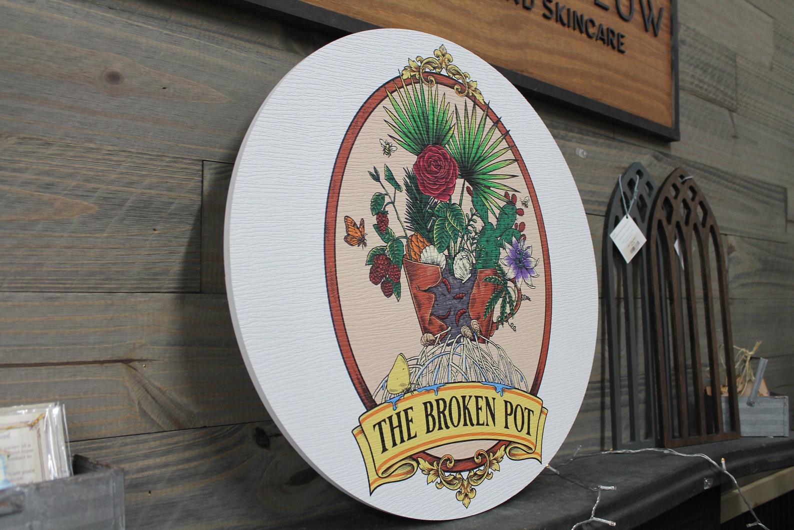 Personalized Waterproof Sign Colorful Broken Pot Garden Textured Round ...