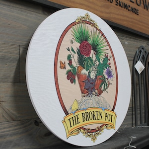 Personalized Waterproof Sign Colorful Broken Pot Garden Textured Round ...