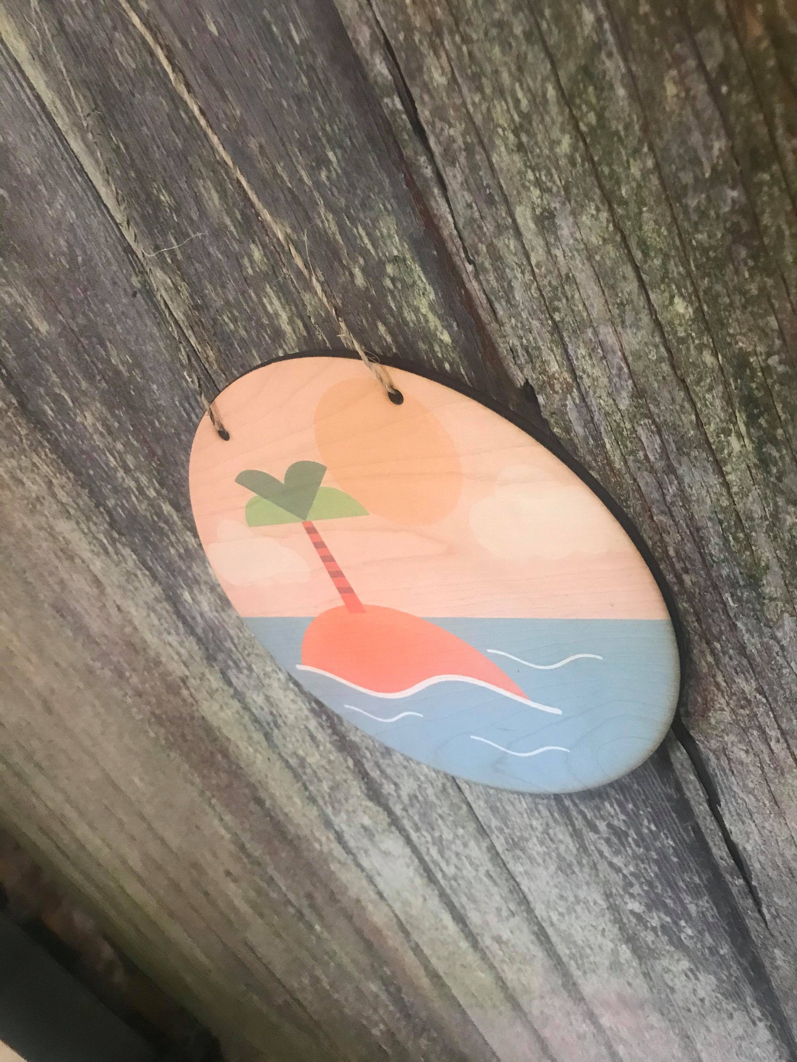 Island Sign Round Scenic Beach Ocean Water Wood Sunshine Sky | Etsy