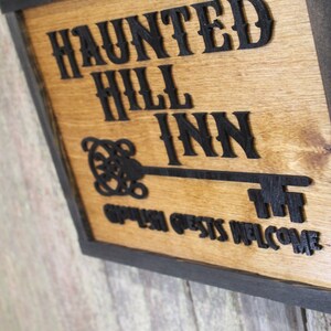 Haunted Hill Inn Halloween Wood Sign 3D Raised Text Ghoulish Guest ...