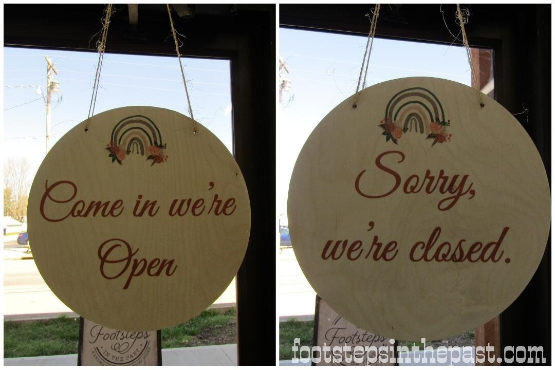 Small Business Sign Open Closed Double Sided Round Hanging Sign Design ...