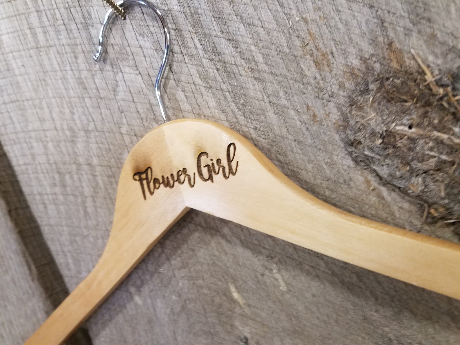 Flower Girl Dress Clothes Hanger Bridal Party Engraved Hard Wood Coat ...