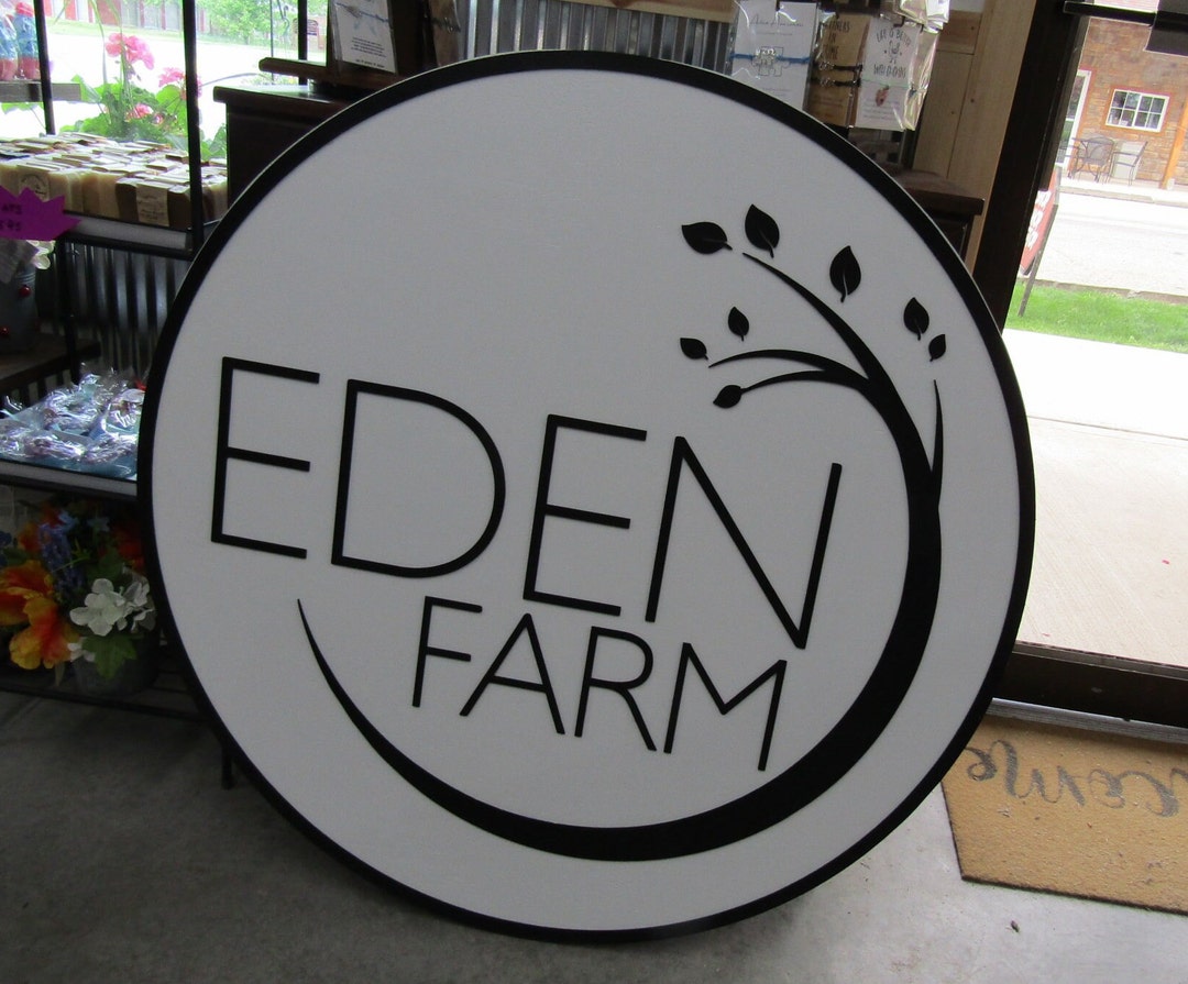 Custom Wooden Sign Eden Tree of Life Personalized Logo Round Made to ...