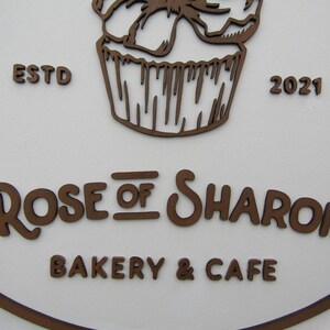 Custom Bakery and Cafe Sign Wooden Handmade Decor Cupcake Baker Rose of ...