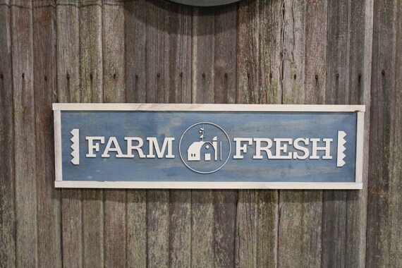 Farm Fresh Wood Sign Raised Text Barn Market Adverting Organic | Etsy