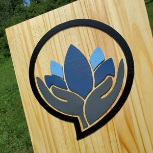 Large Custom Vertical Company Sign Over-sized Rustic Business Logo Wood ...