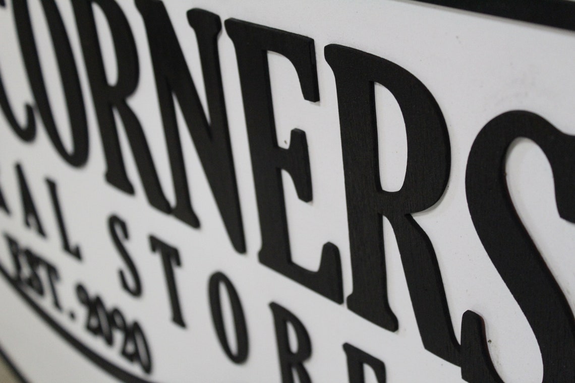 General Store Sign Small Business Round Sign Raised Text Commercial ...