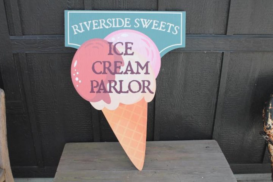 Custom Ice Cream Parlor Snack Sign Contour Vintage Outdoor Textured PVC ...