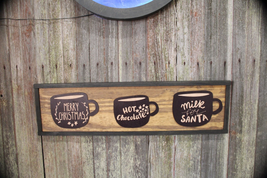 Santas Coco Mug Wood Sign Merry Christmas Cup Hot Chocolate - Etsy