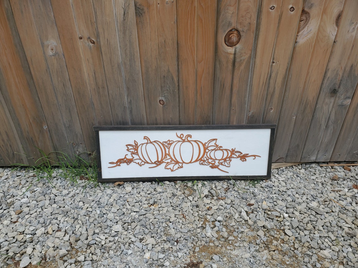 Pumpkins Scroll Leaves Line Drawing Sketch Autumn Fall - Etsy