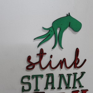 Stink Stank Stunk Sign Raised 3D Wood Mean One Christmas Décor ...