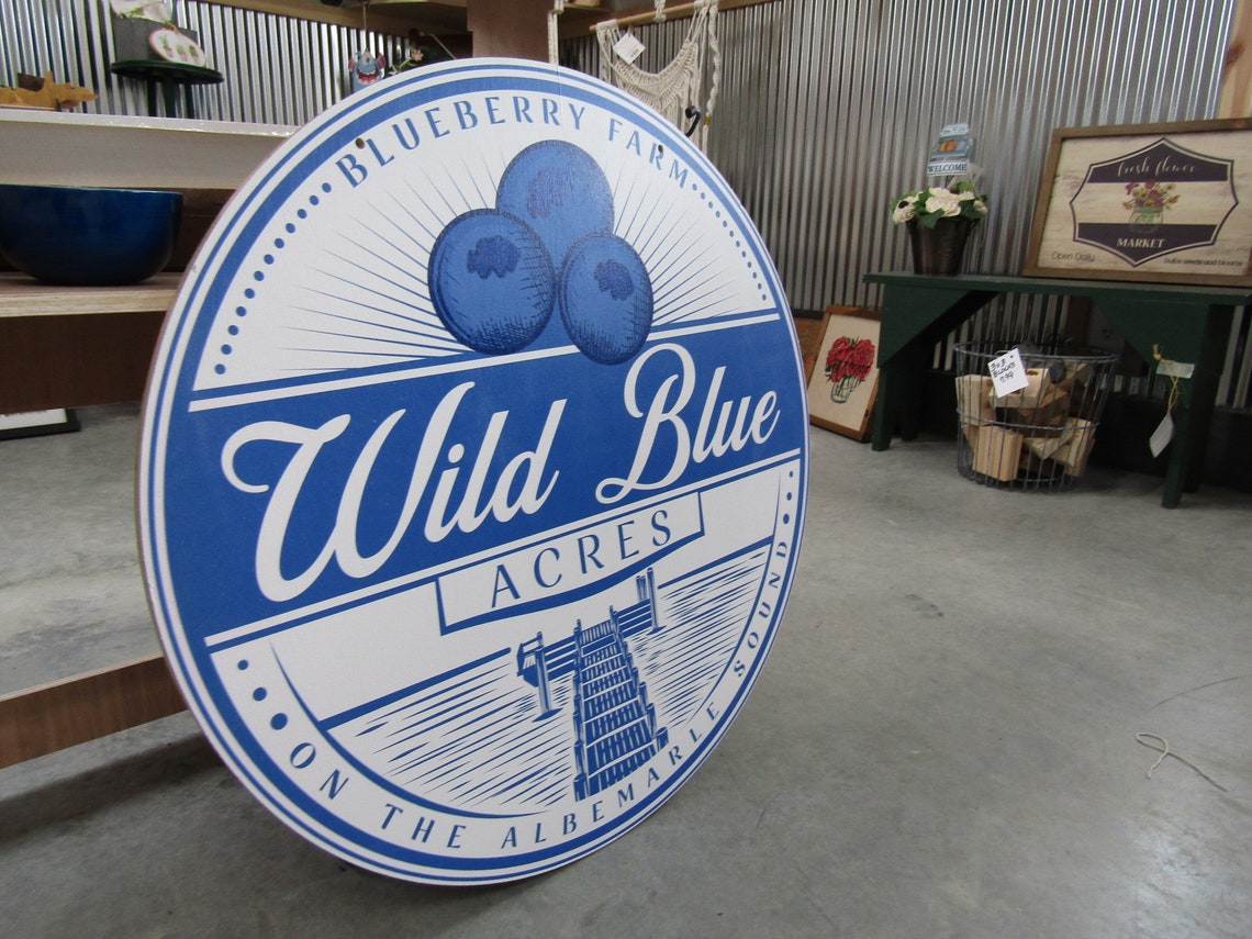 Small Business Sign Logo Blueberry Farm UPICK Acres Commerical - Etsy