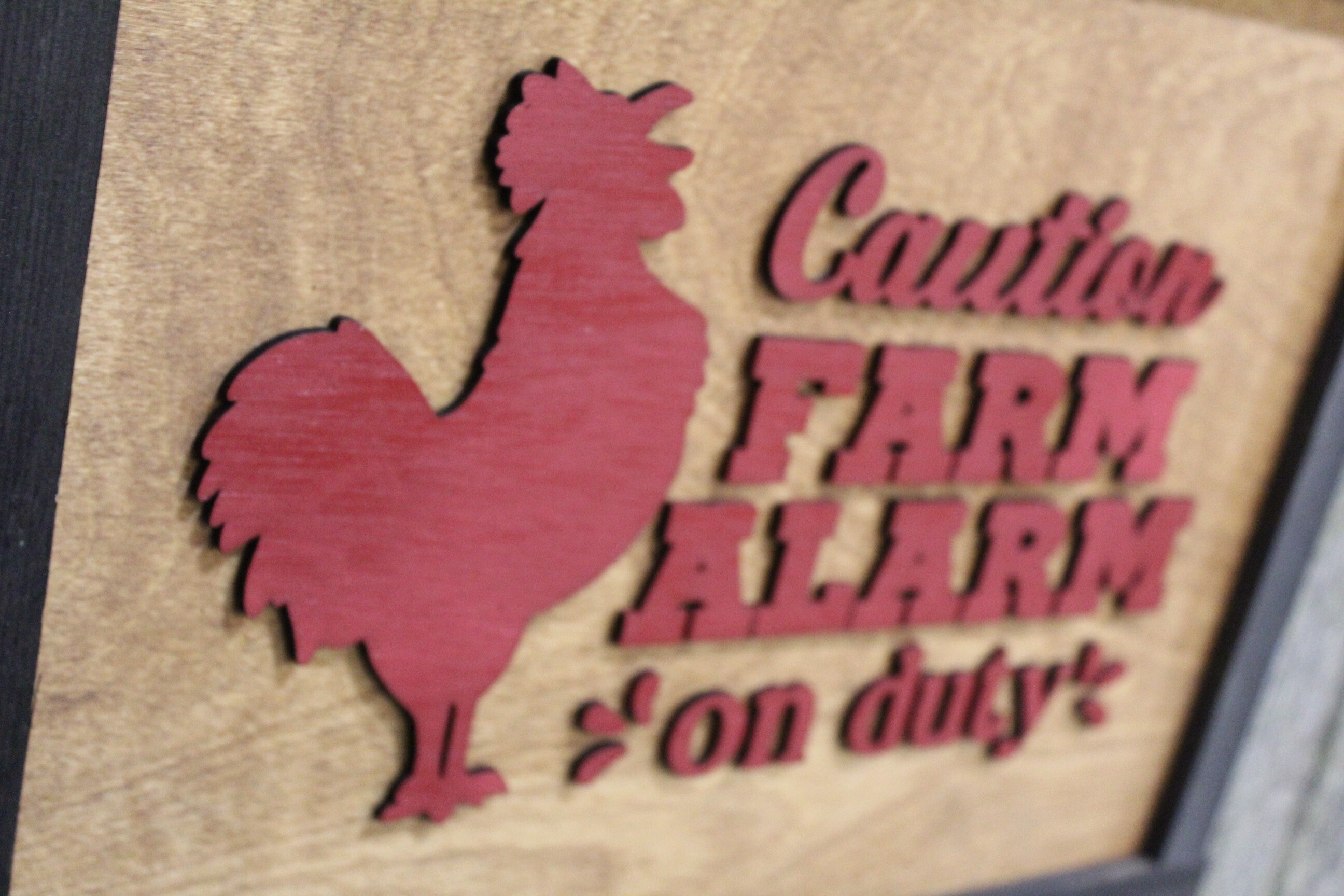 Rooster Alarm Clock Wood Sign Caution Farm Alarm on Duty | Etsy