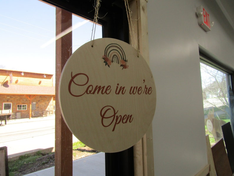 Small Business Sign Open Closed Double Sided Round Hanging - Etsy