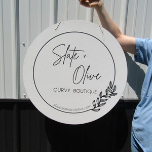 Custom Boutique Sign: Floral Logo, Round Wood Print - Etsy