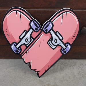 Heart Skateboard Cutout Printed Valentines Day Rocker Wooden Wall Art ...